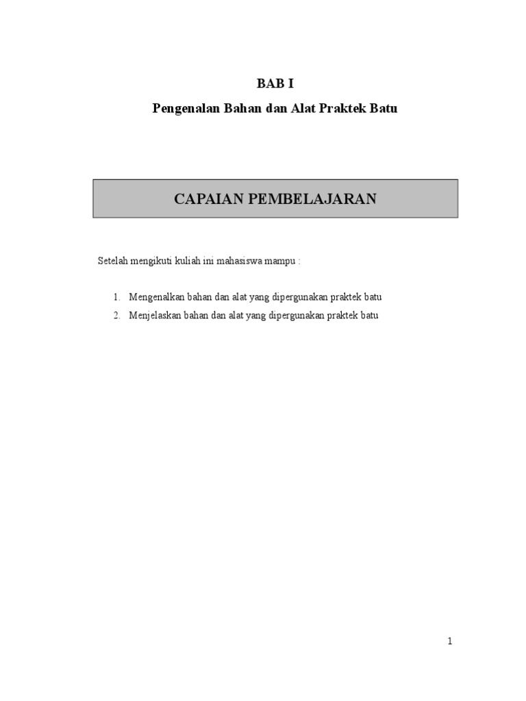 Modul Praktek Pekerjaan Batu | PDF