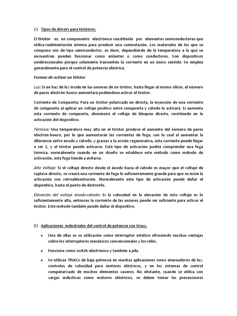 Tipos de Drivers para Tiristores | PDF | Bienes manufacturados | Energia electrica