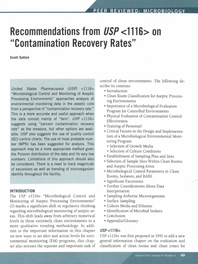 JGXP - 2012 - v16n4 - Recommendations From USP 1116 On Contamination ...