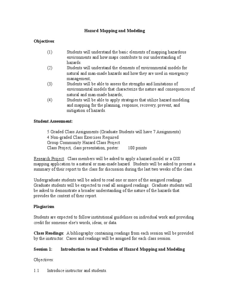 Hazard Mapping and Modeling Course Outline | PDF | Emergency Management ...