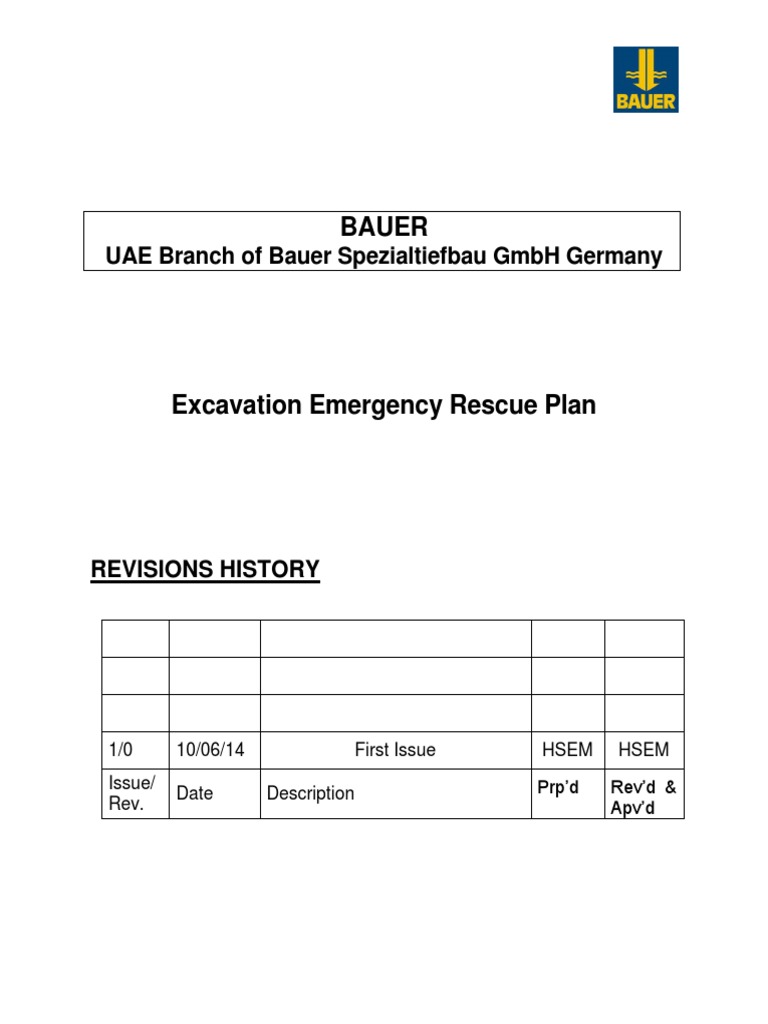 Excavation Emergency Rescue Plan | PDF | Emergency | Emergency Management