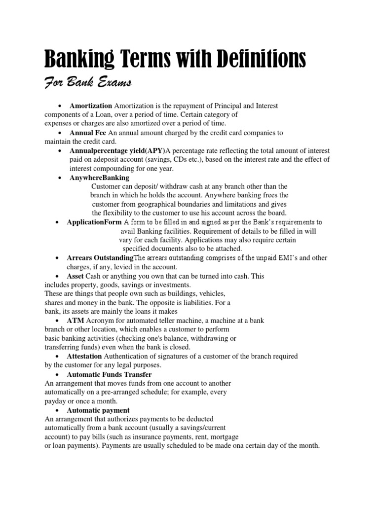 Complete List of Banking Terms | PDF | Credit Card | Credit History