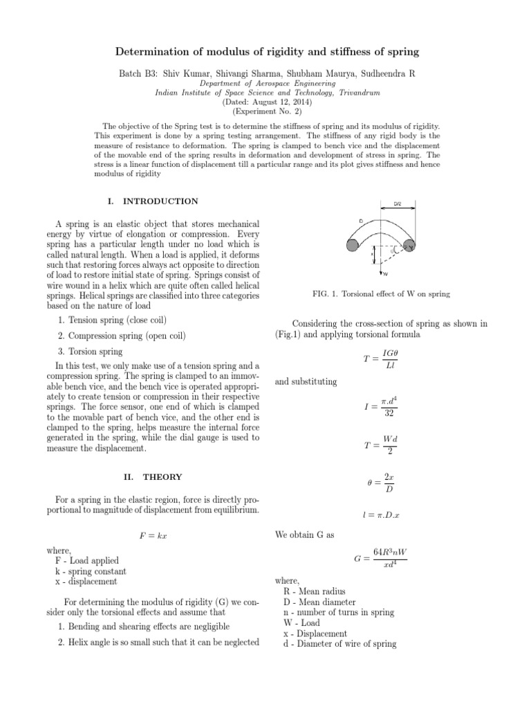 Spring Test | PDF | Stiffness | Deformation (Engineering)