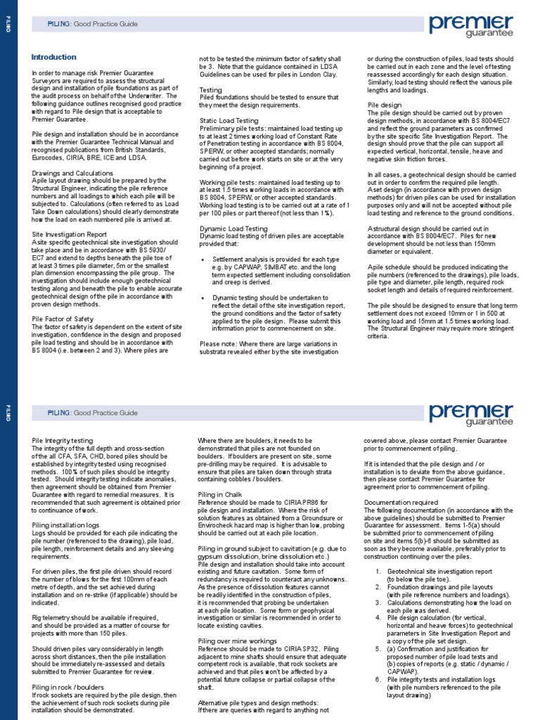 Piling - Good Practice Guide | Download Free PDF | Deep Foundation ...