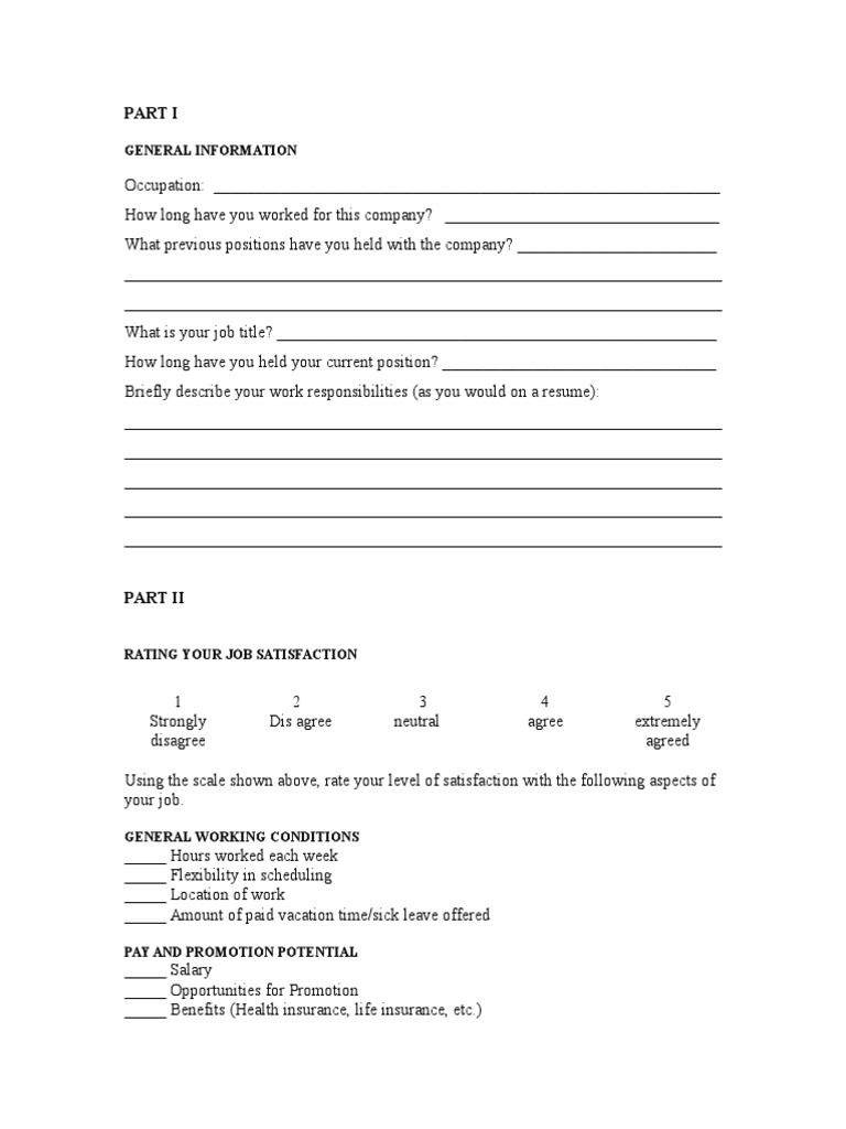 Job Satisfaction Questionnaire | PDF | Job Satisfaction | Systems ...
