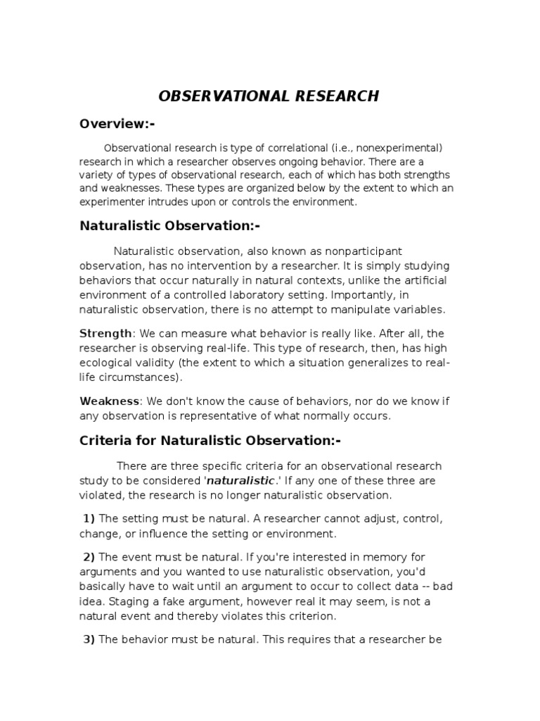 Observational Research | PDF | Validity (Statistics) | Academic ...