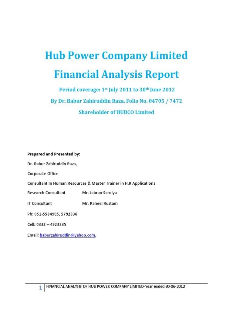 Financial Analysis Report HUBCO | PDF | Going Concern | Balance Sheet