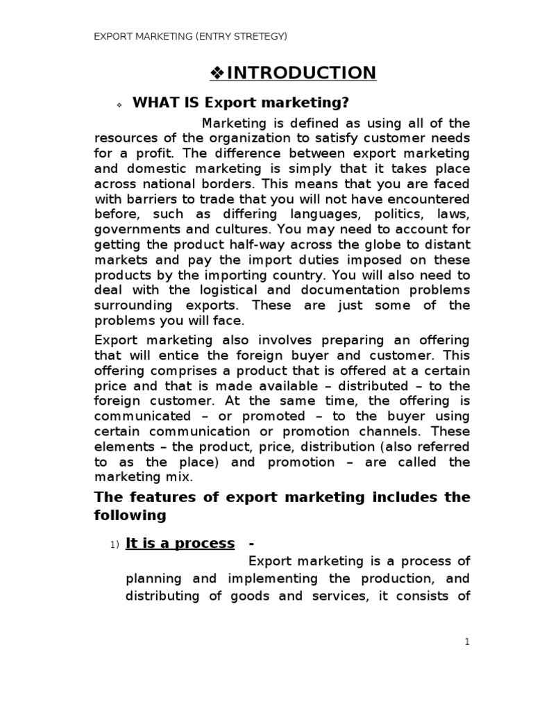 Export Marketing Entry Strategy Guide | PDF | Exports | Marketing