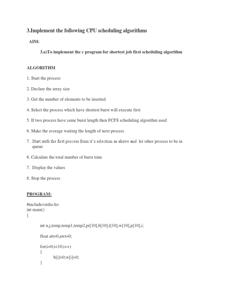 Os Lab | PDF | Scheduling (Computing) | C (Programming Language)