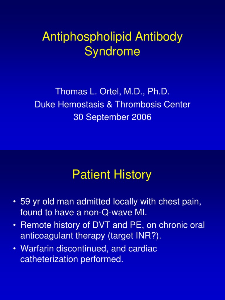 Antiphospholipid Antibody Syndrome (1) | Thrombosis | Medical Specialties