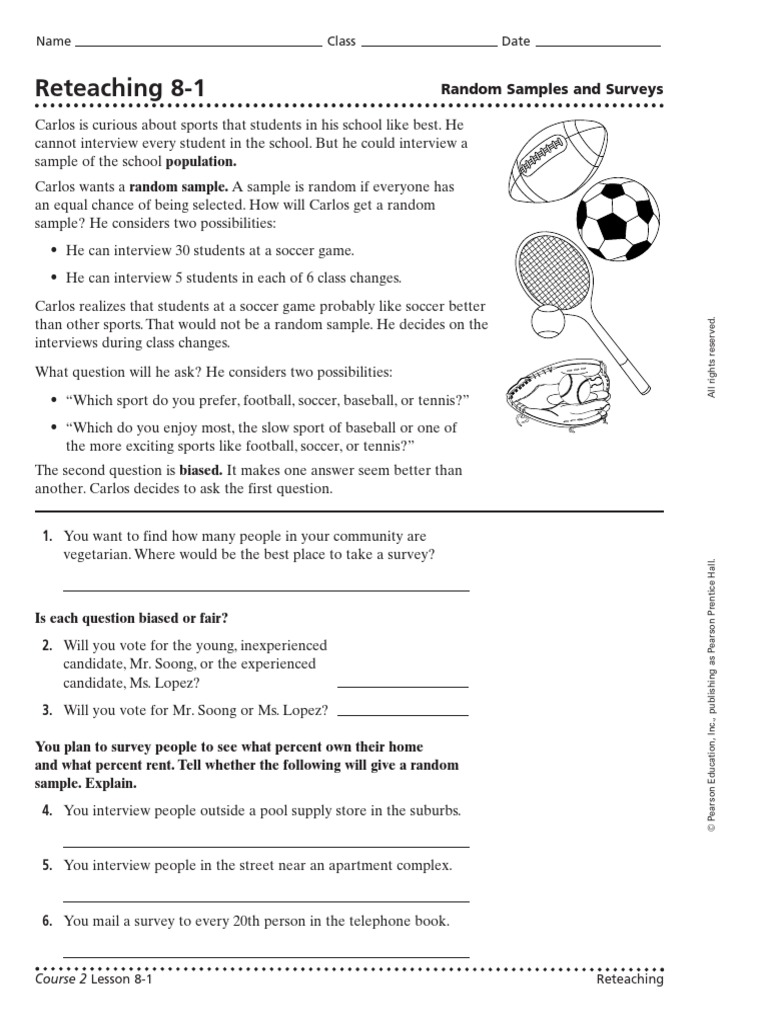 7th Grade Ch8 Reteaching | PDF | Mean | Sampling (Statistics)