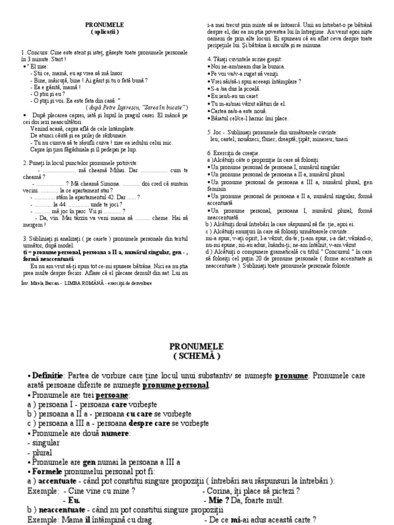 Pronumele Schema Si Aplicatii | PDF