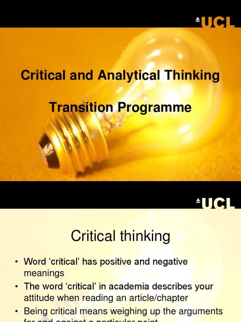 Critical and Analytical Thinking Transition Programme | PDF | Argument ...