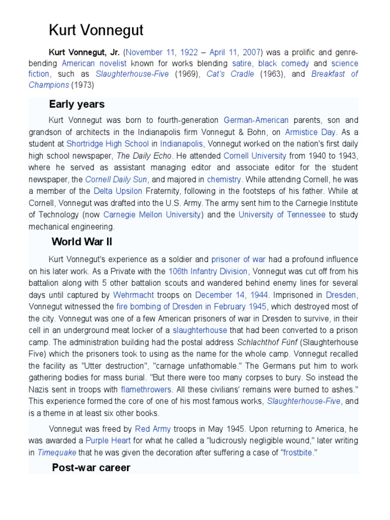 Kurt Vonnegut-Slaughter House 5 | PDF | Kurt Vonnegut