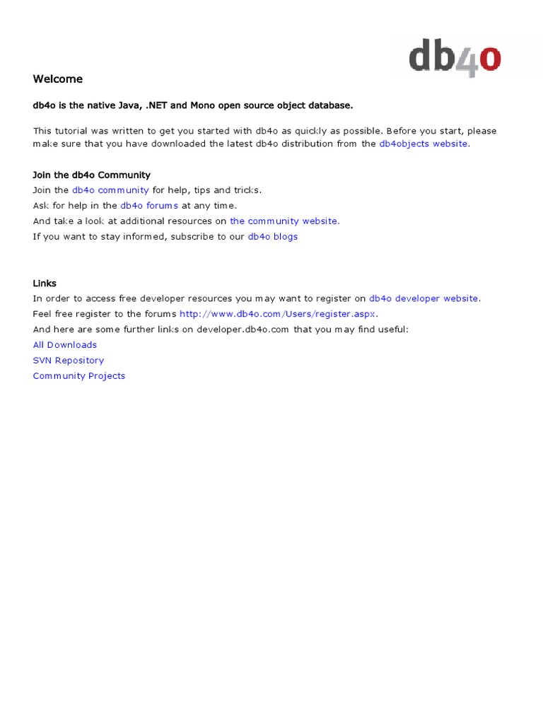 Db4o 8.0 Tutorial | PDF | Component Object Model | Java (Programming ...
