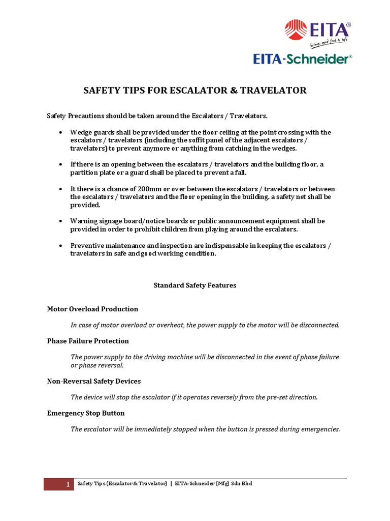 Safety Tips Escalator Travelator | PDF | Escalator | Land Transport