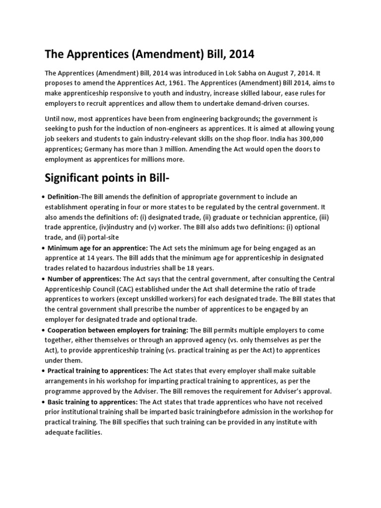 Apprentice Act | PDF | Apprenticeship | Justice