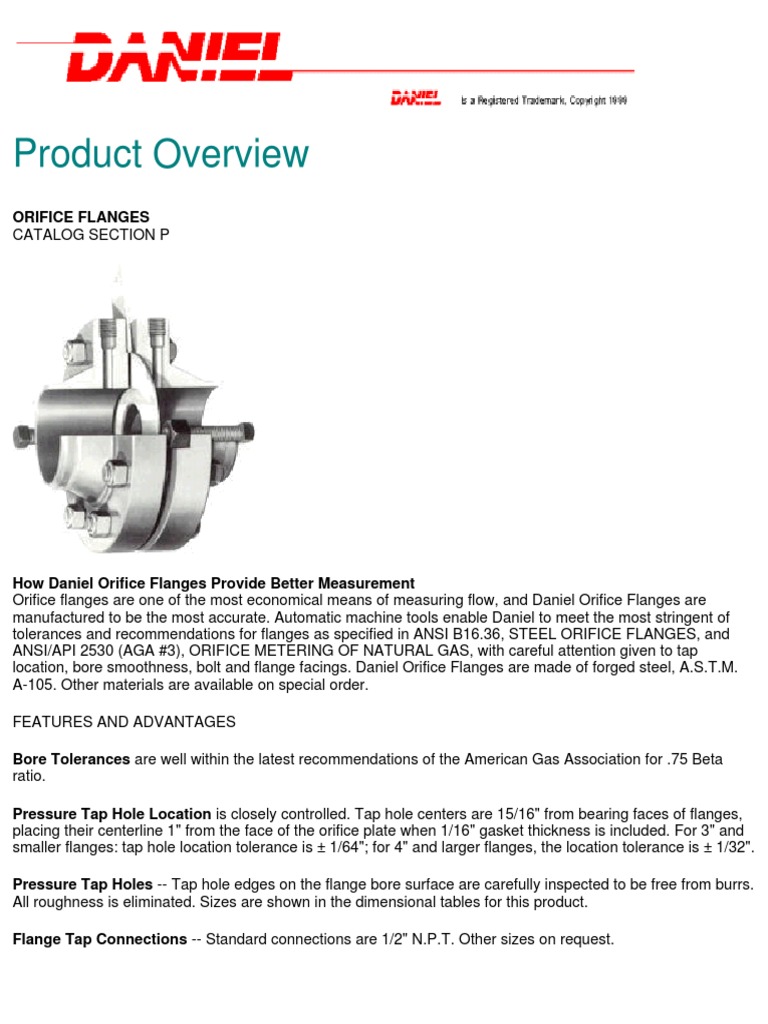 Orifice Flange Guide - Daniel Flow | Flow Measurement | Drilling