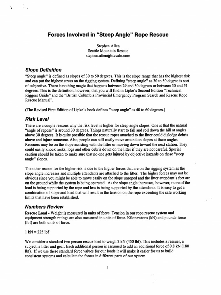 Calculating Forces and Ensuring Safety Factors in Steep Angle Rope ...