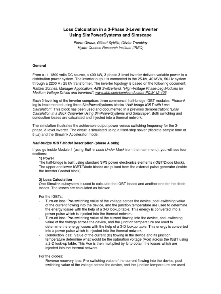 Inverter Losses in 3-Phase IGBT Systems | PDF | Power Inverter ...