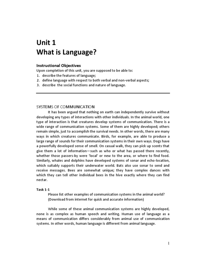 1 What Is Language | PDF | Nonverbal Communication | Definition