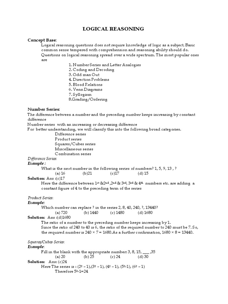 Logical Resoning | PDF | Logic | Teaching Mathematics