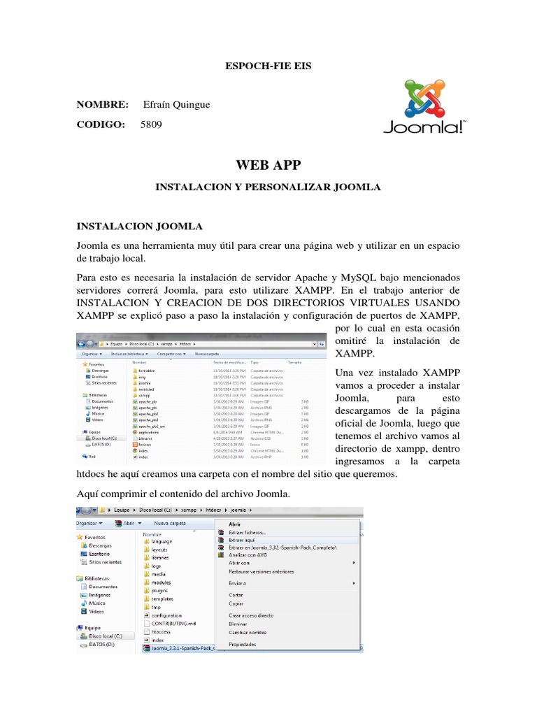 Instalacion y Personalizacion de Joomla en Xampp | PDF | Joomla | HTML