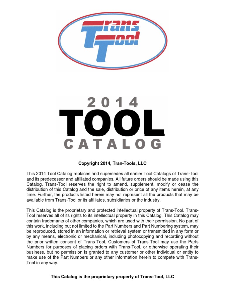 Trans Tool 2014 Catalog | PDF | Intellectual Property | Information ...