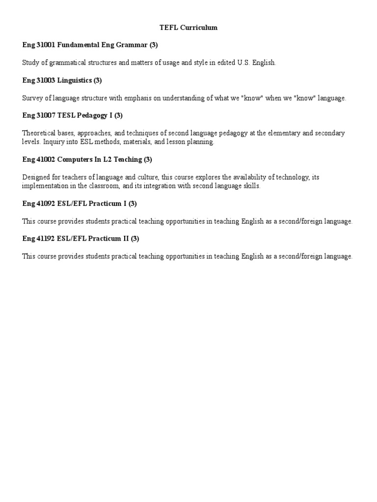 Tefl Curriculum | PDF | Language Arts & Discipline