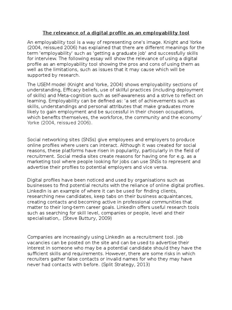 Digital Profiles as Employability Tools | PDF | Social Media | Popular ...