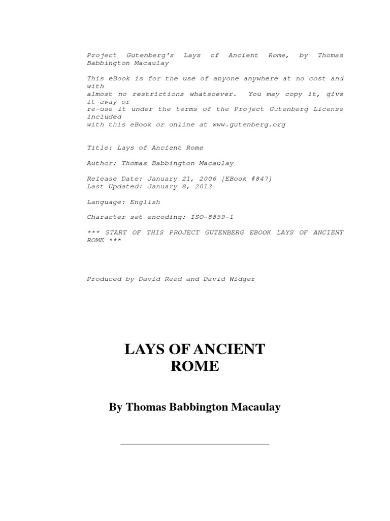 Lays of Ancient Rome | PDF | Poetry