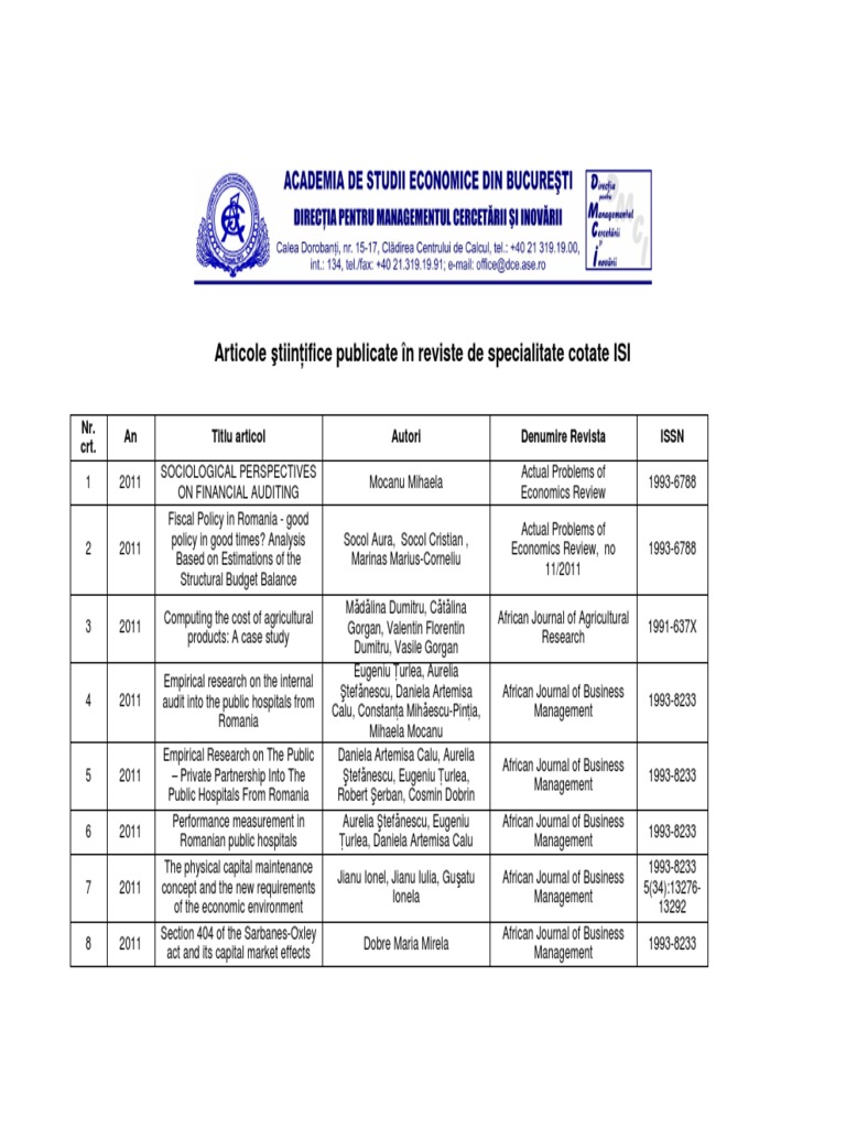 Articole ISI ASE | PDF | Romania | Economics