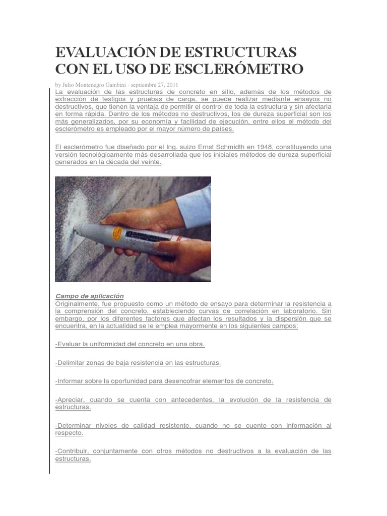 Evaluación de Estructuras Con El Uso de Esclerómetro | PDF ...