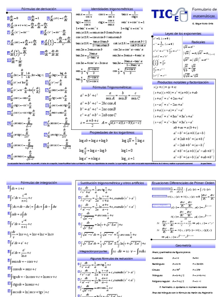 Formulario de Matemáticas | PDF | Triángulo | Euclides