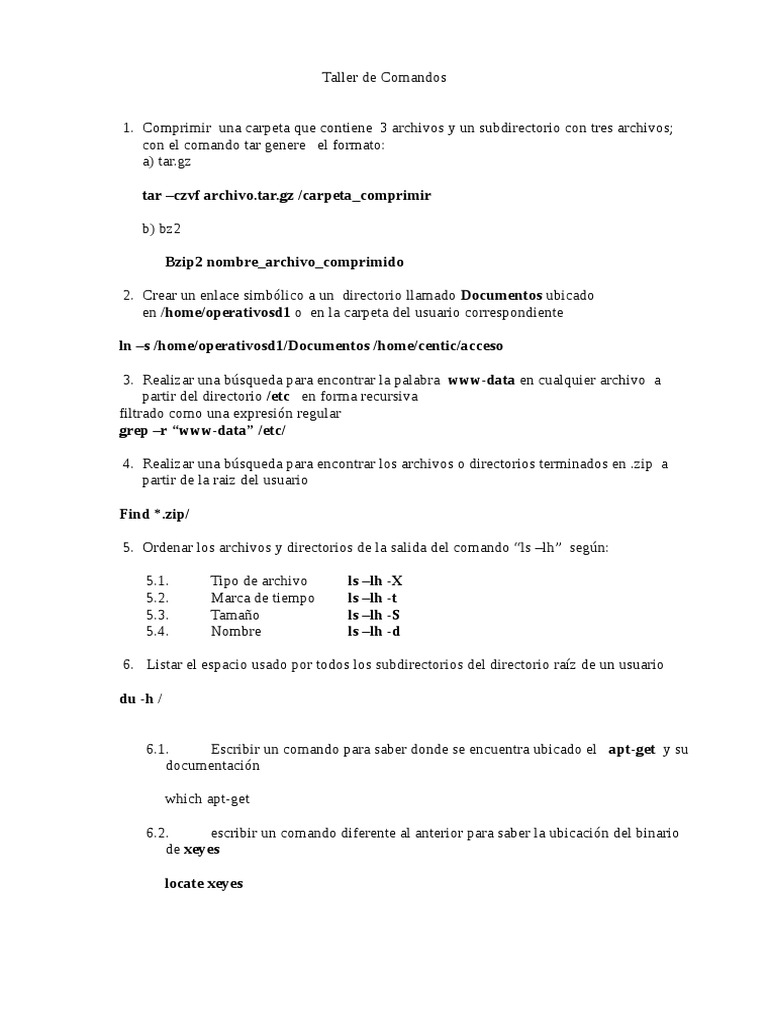 Taller Linux | PDF | Archivo de computadora | Directorio (Computación)