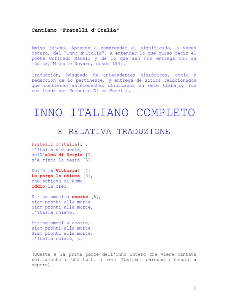 Himno de Italia PDF | PDF