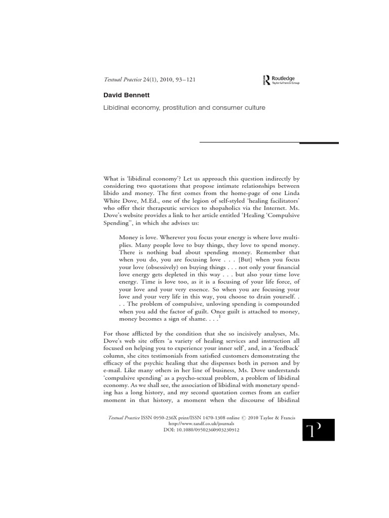 BENNETT, David - Libidinal Economy, Prostitution and Consumer Culture ...