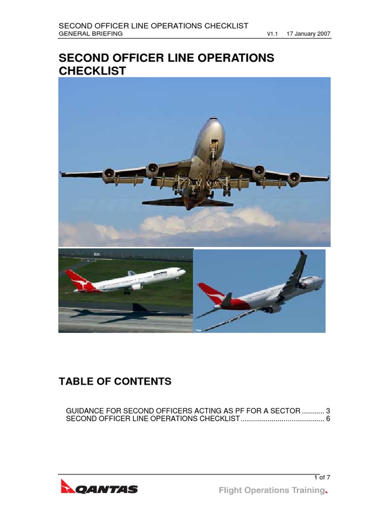 Second Officer Line Ops Checklist | PDF | Air Traffic Control ...