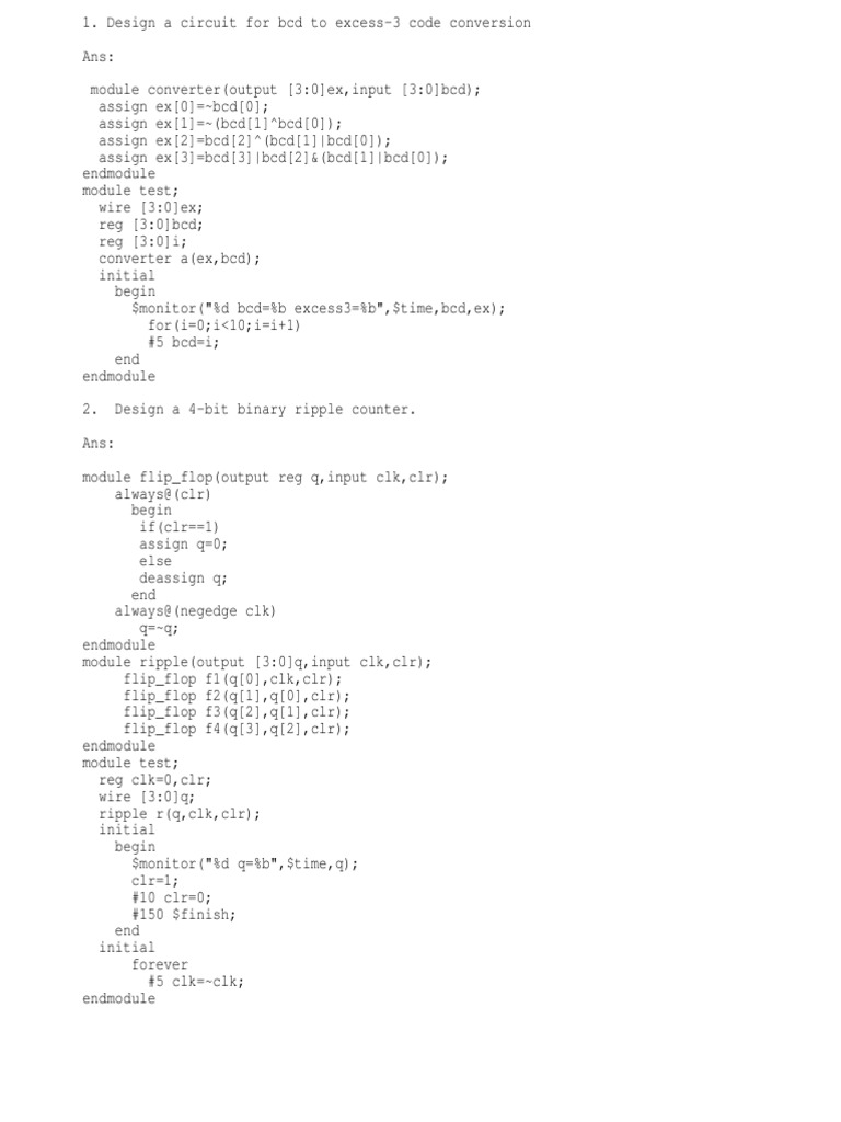 Design of Various Digital Circuits Using Verilog | PDF | Binary Coded Decimal | Electronic Design