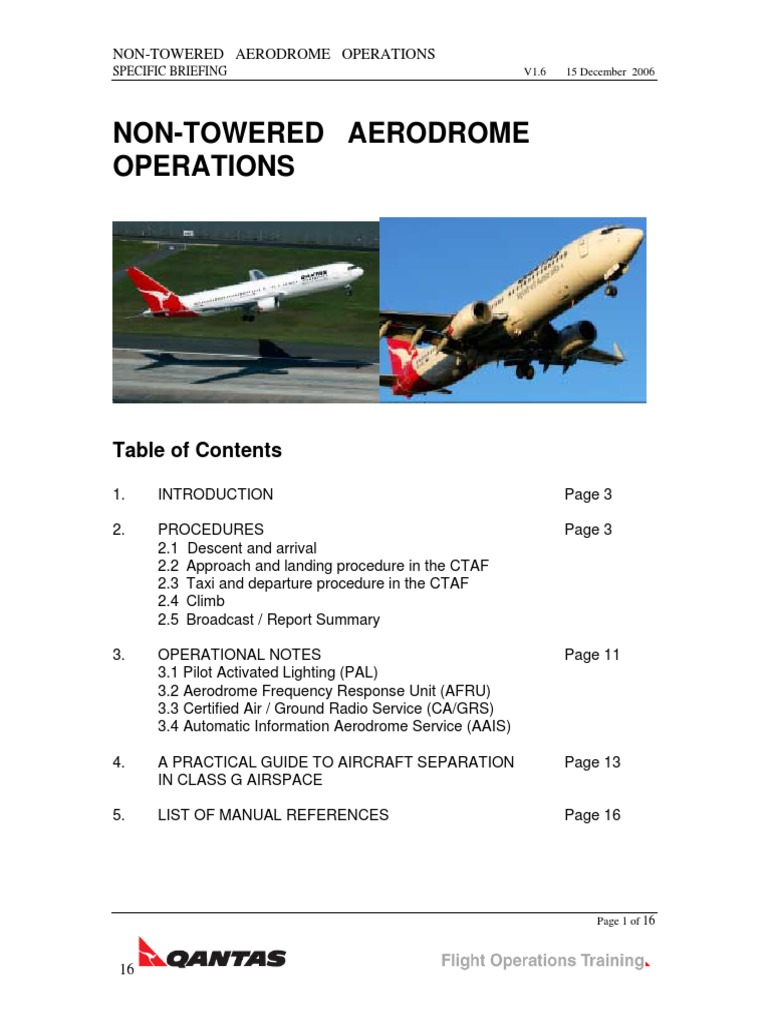 Non Towered Aerodrome Ops PDF | Instrument Flight Rules | Air Traffic ...