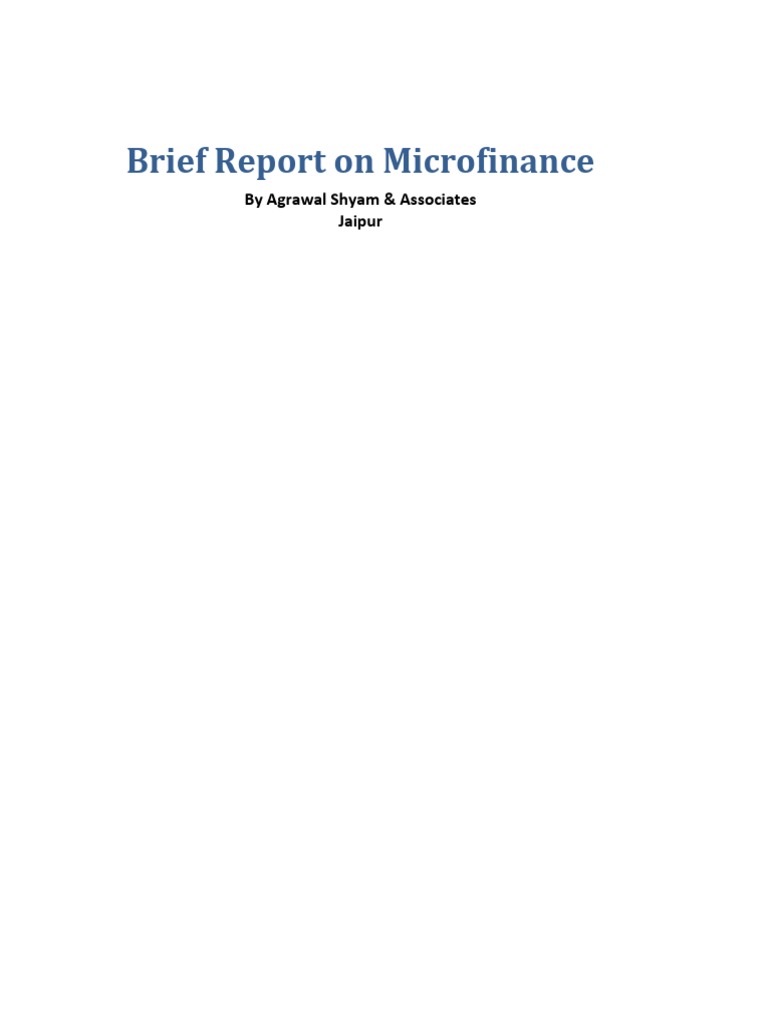 Project Report Microfinance PDF | PDF | Microfinance | Poverty