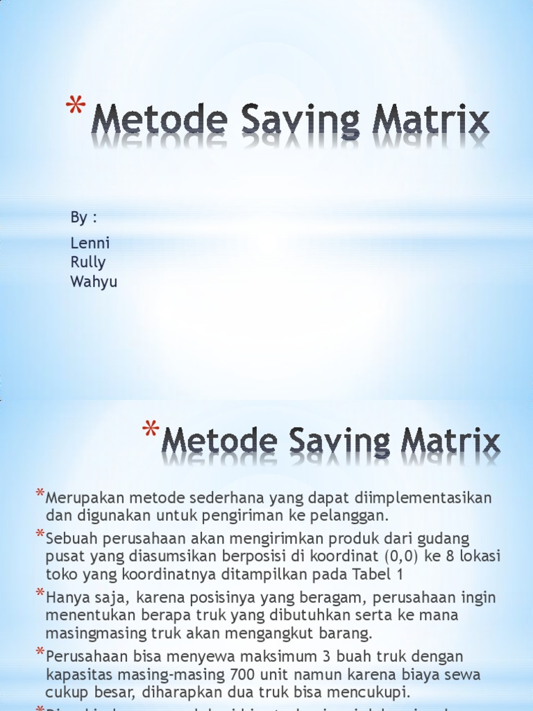 Matakuliah Saving Matrix | PDF | Bisnis | Teknologi & Rekayasa