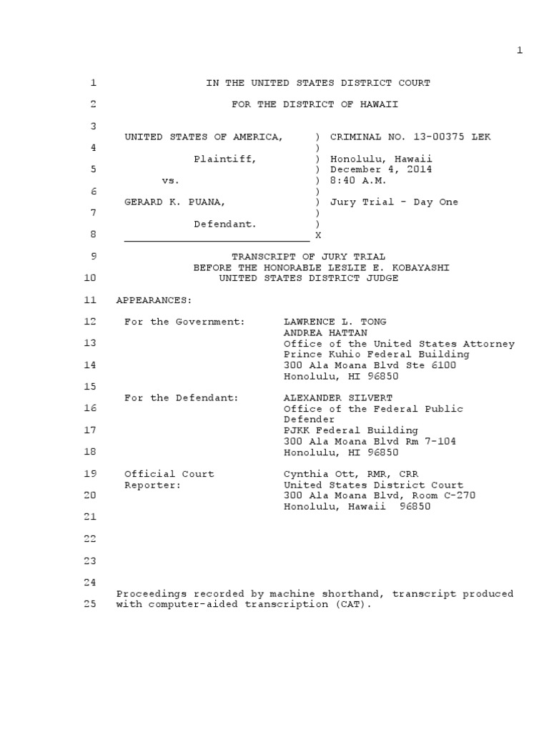 Puana Trial Transcript | PDF | Judge | Criminal Justice