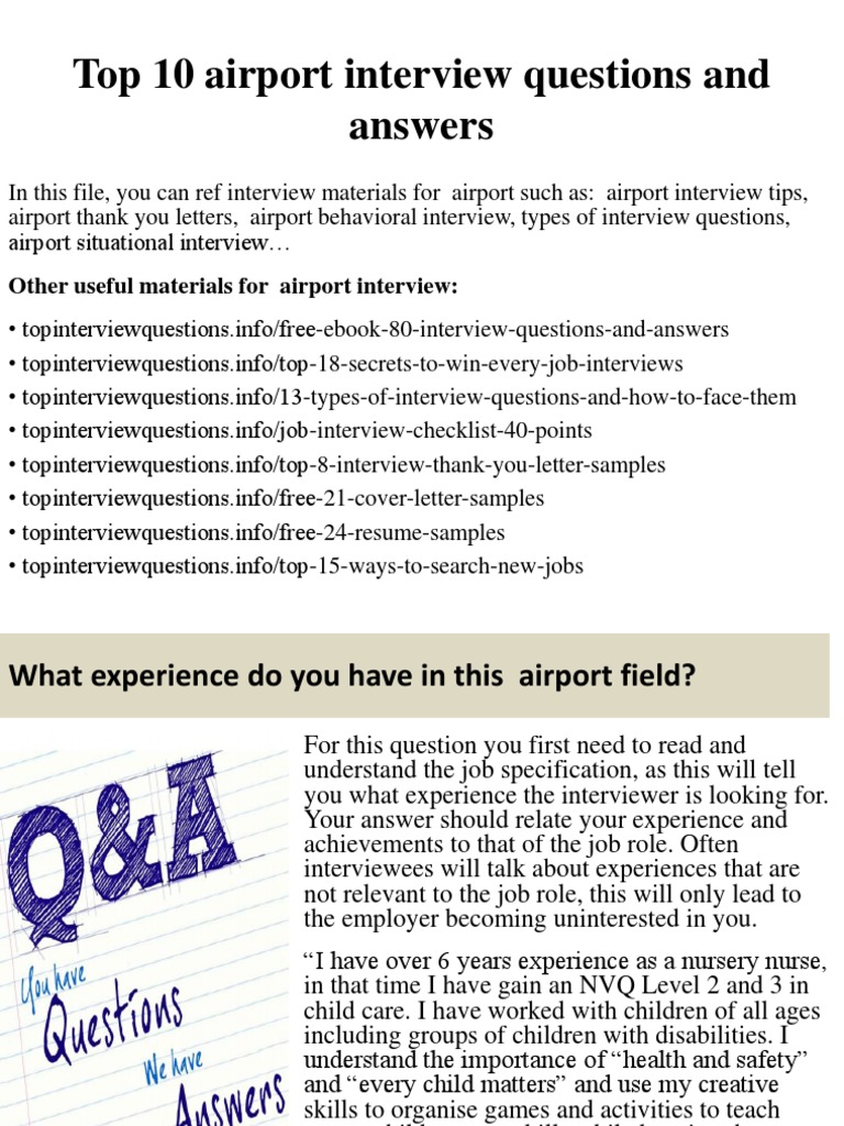 Top 10 Airport Interview Questions and Answers | PDF | Interview | Job ...