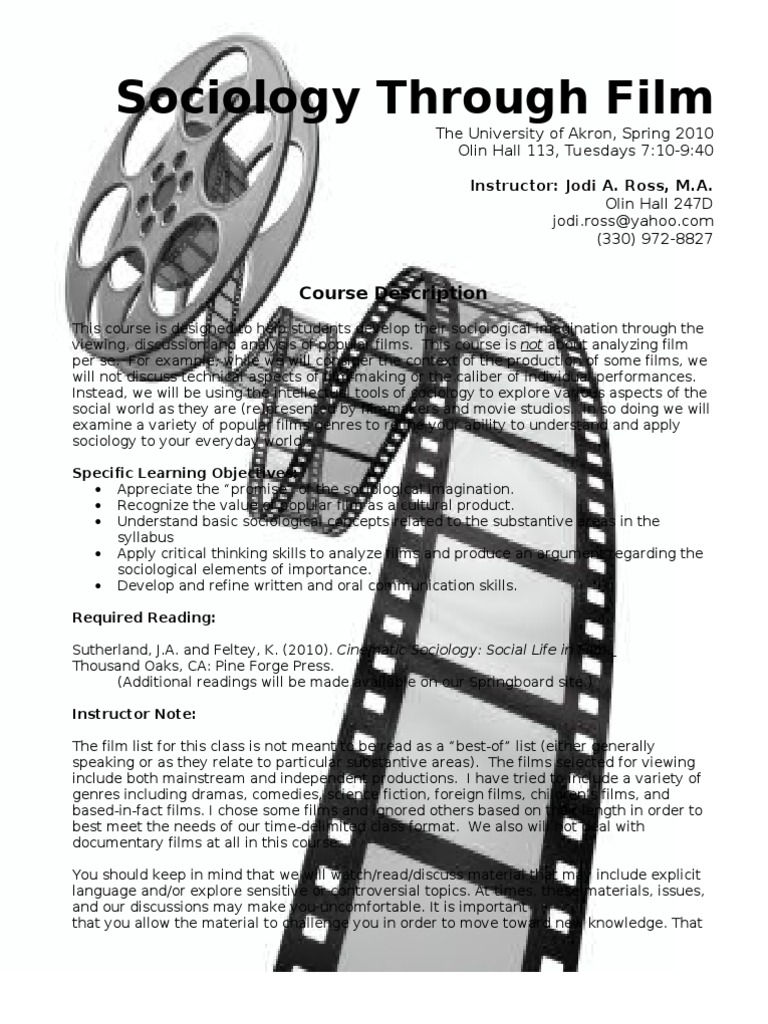 Sociology Through Film Course Overview | PDF | Sociology | Plagiarism