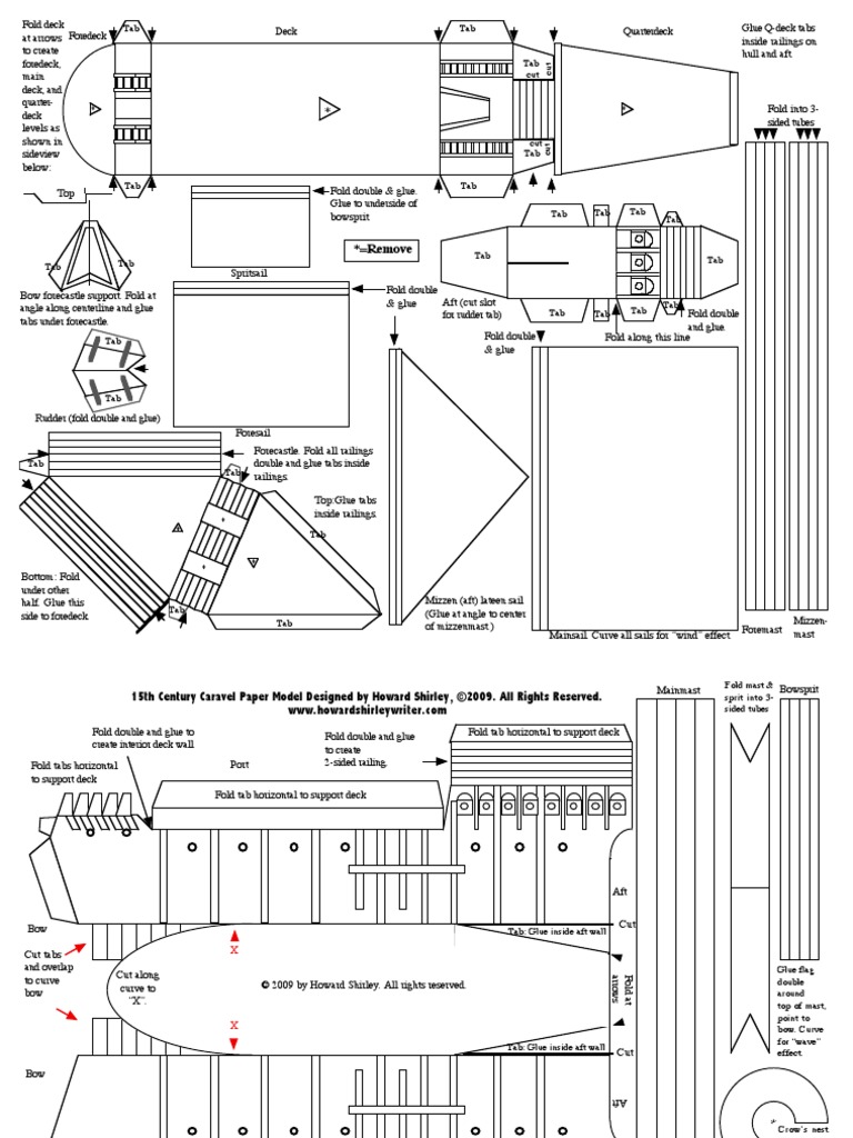 Caravel Ship Model Template Guide | PDF