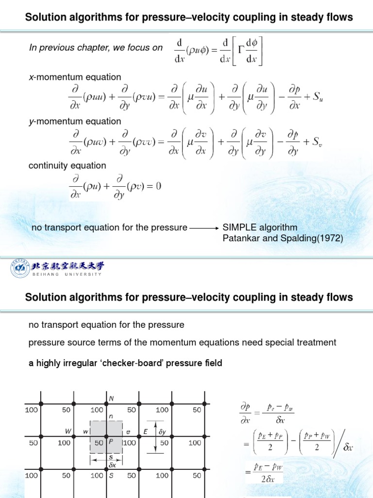 Pressure-Velocity Coupling Algorithms | PDF | Science & Mathematics
