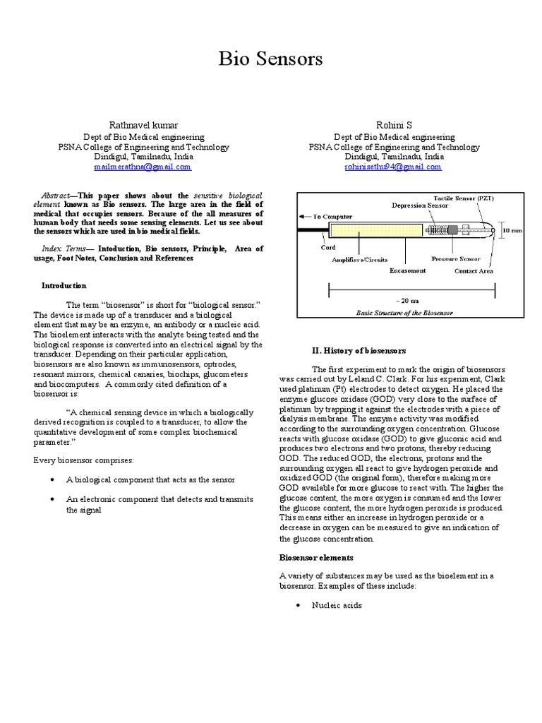 Biosensors by RR | PDF | Biosensor | Sensor