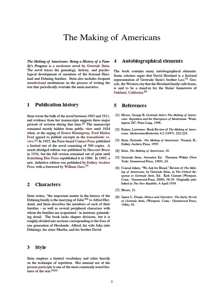 The Making of Americans | PDF | Novels | Books