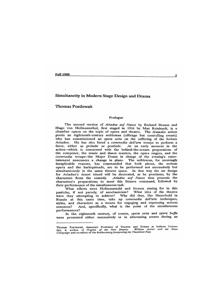 Simultaneity in Modern Stage Design and Drama | PDF | Theatre | Opera